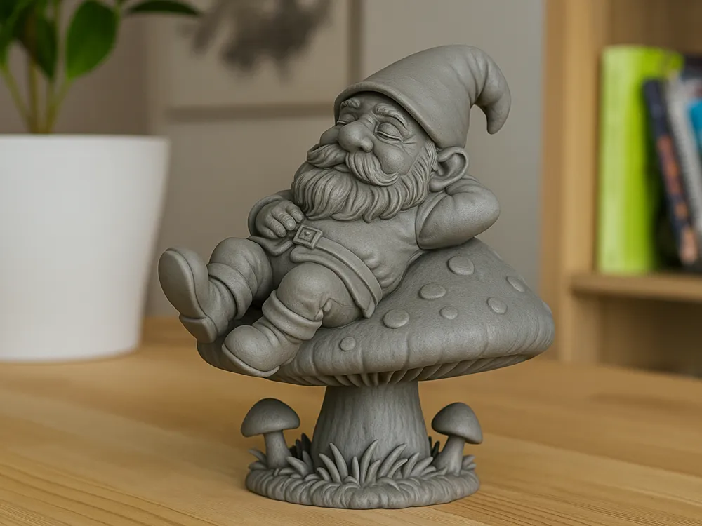 Napping Gnome on Mushroom by Juganof MakerWorld: Download Free 3D Models