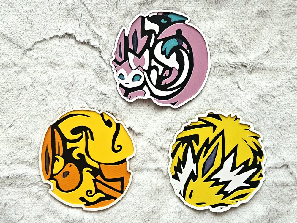 Eeveelution Pokémon Coasters - Set 1/3 - Free 3D Print Model - MakerWorld