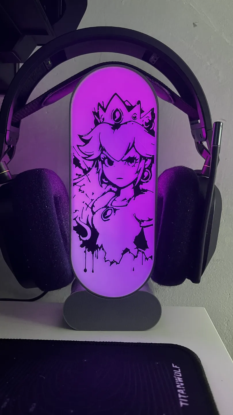ANGRY PEACH FRONTPANEL - HEADPHONE STAND LIGHTBOX by P3D Design - MakerWorld