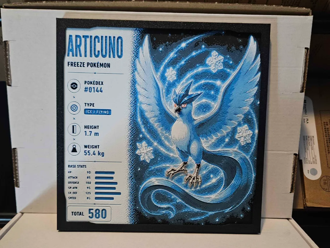 Pokemon Articuno Infographic Hueforge - Free 3D Print Model - MakerWorld