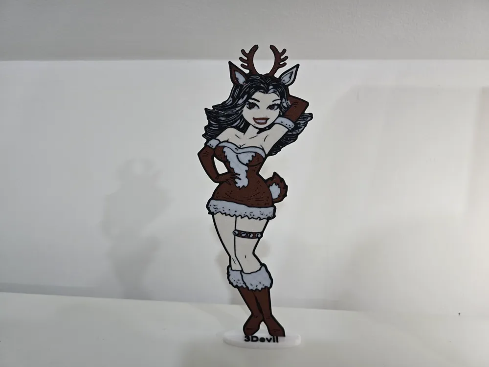 Christmas sexy girl Doe 2D color decoration - Free 3D Print Model ...