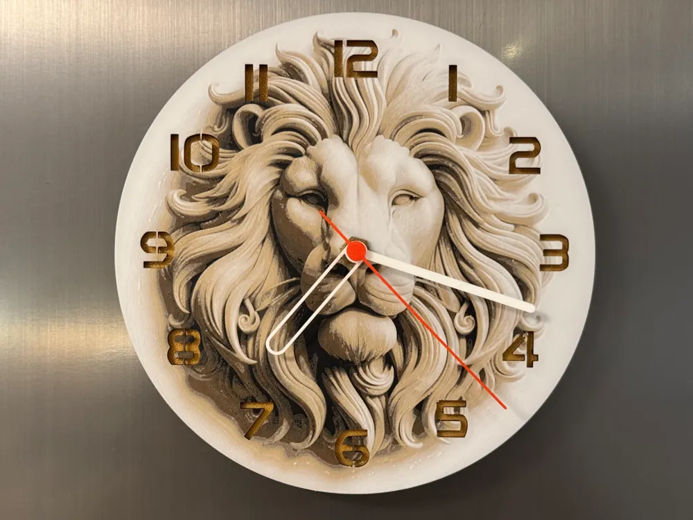 wall / desk clock Lion Head Remixed by cP3D MakerWorld: Download Free ...