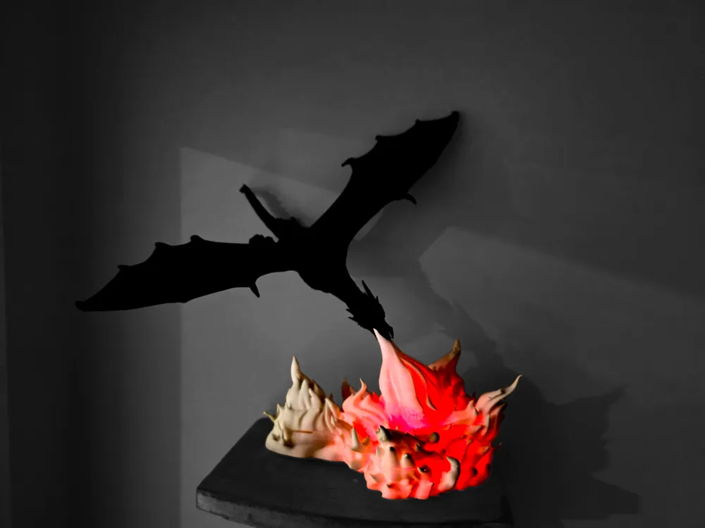 Dragon Breathing Fire Lamp - Free 3D Print Model - MakerWorld