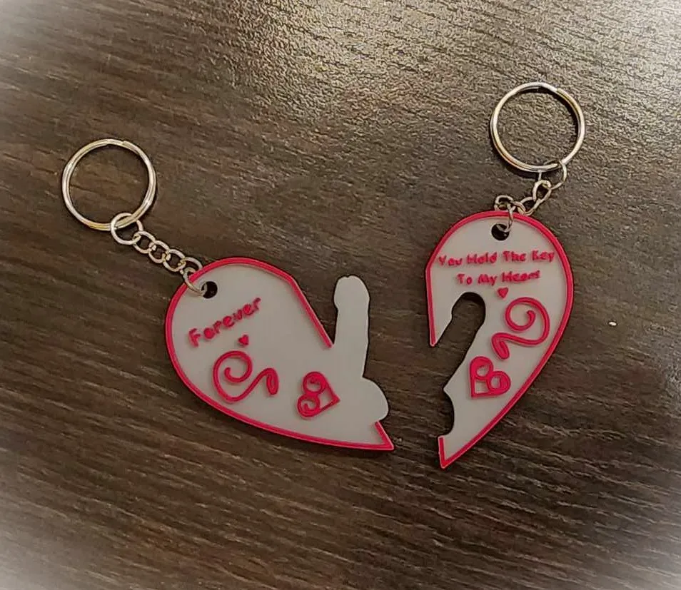 Forever hold the key to my heart 2 part keychain- Valentines day gift ...