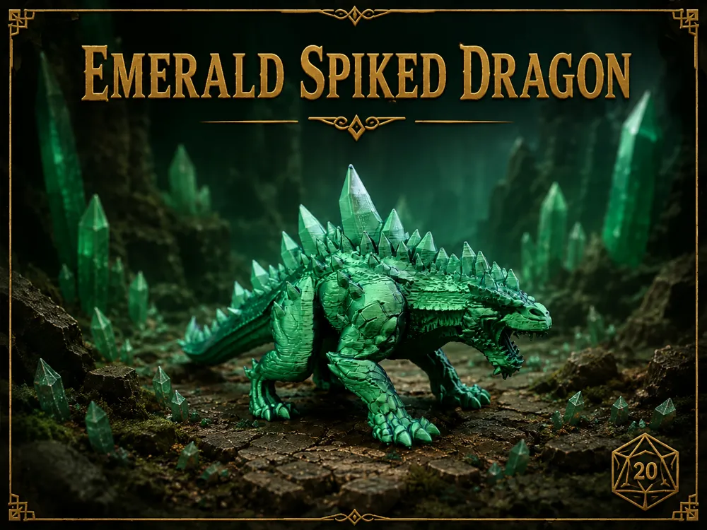 Crystal Emerald Dragon Miniature - DnD RPG Fantasy - Free 3D Print ...