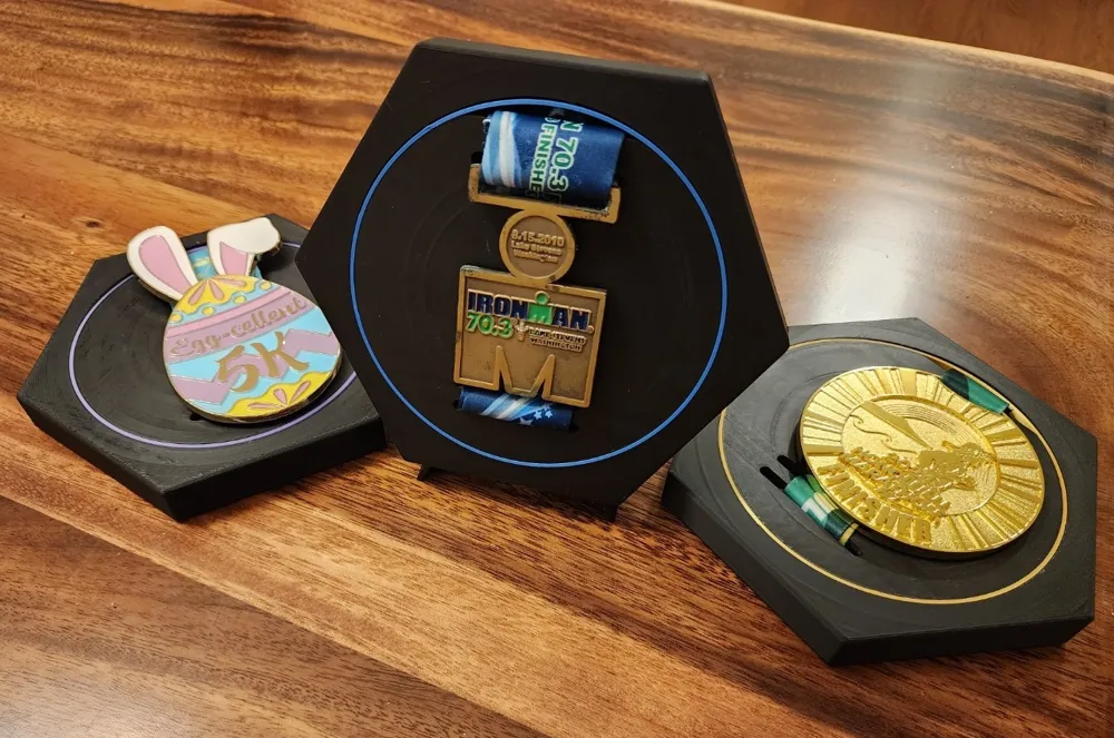 Hexagon medal holder desk stand by nathan.biar MakerWorld: Download ...
