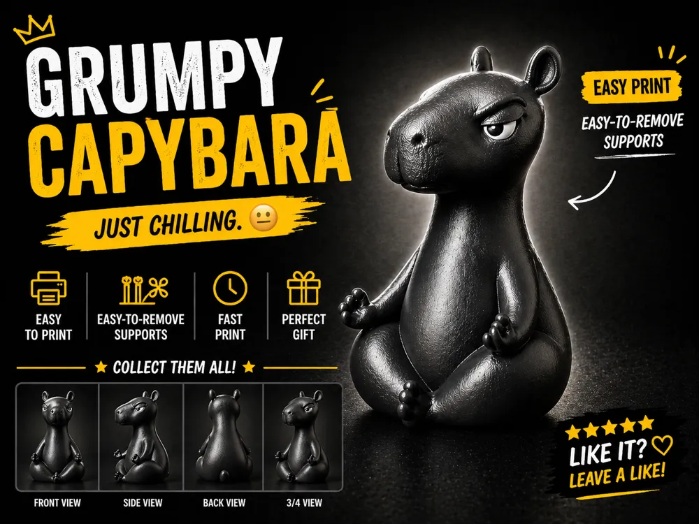 Capybara Grumpy – THE JUDIGING ZOO #01 - Free 3D Print Model - MakerWorld