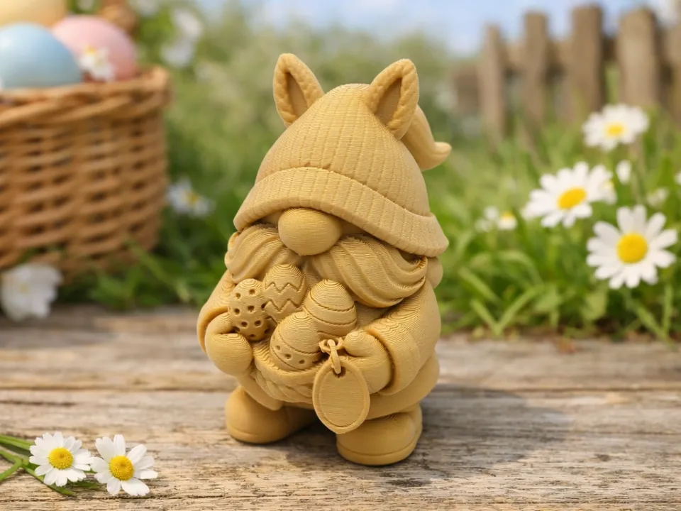 Gnome with Bunny Hat Egg Carrier - Free 3D Print Model - MakerWorld