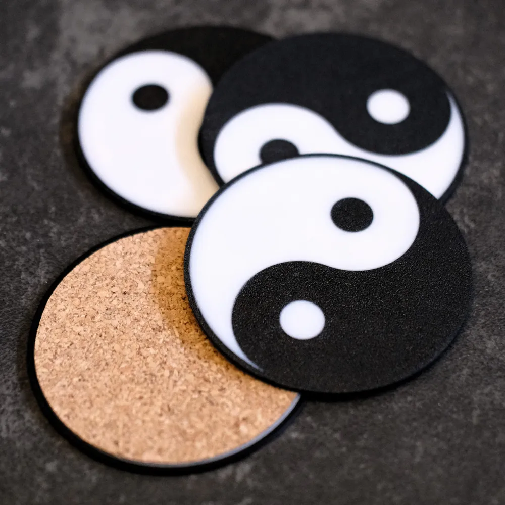 Yin Yang Coasters with cork bottom by Sakul1996 - MakerWorld