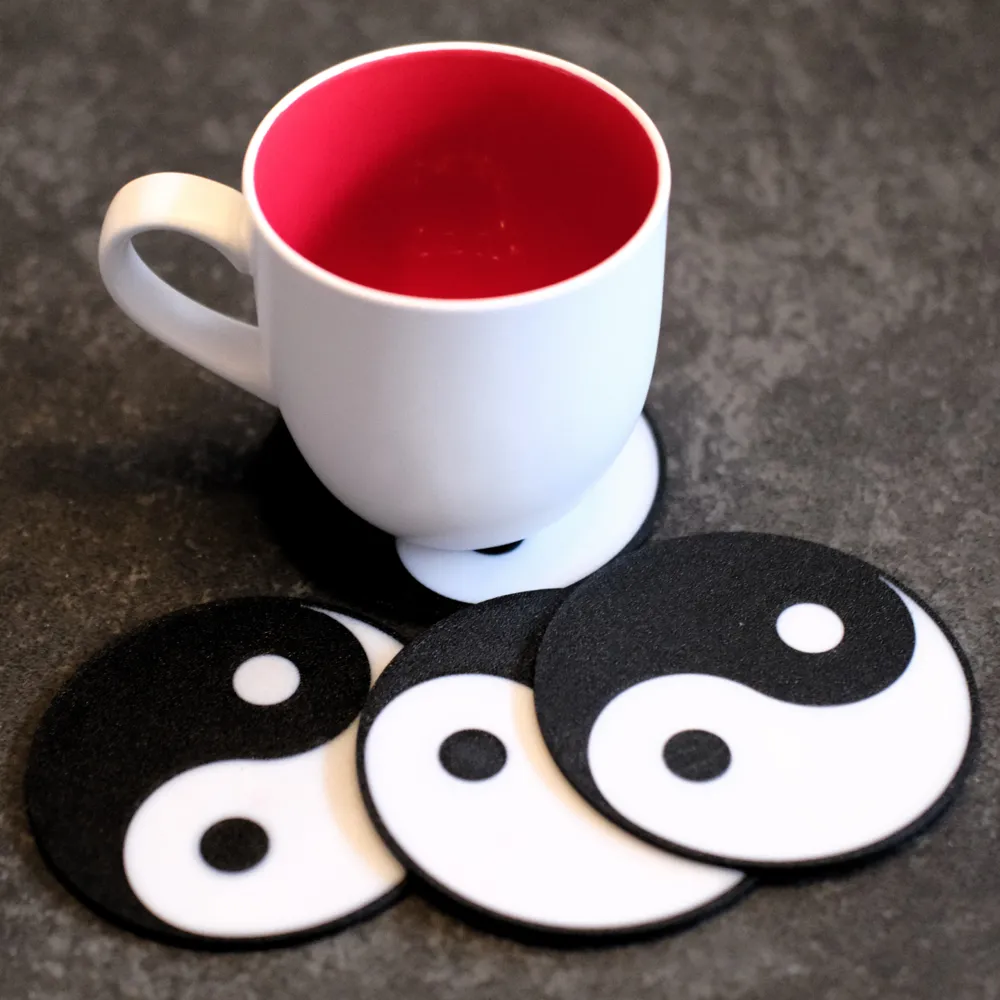 Yin Yang Coasters with cork bottom by Sakul1996 - MakerWorld