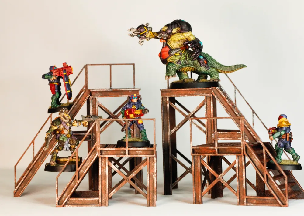 Industrial Mini Terrain - Modular Metal Stairs - Free 3D Print Model ...
