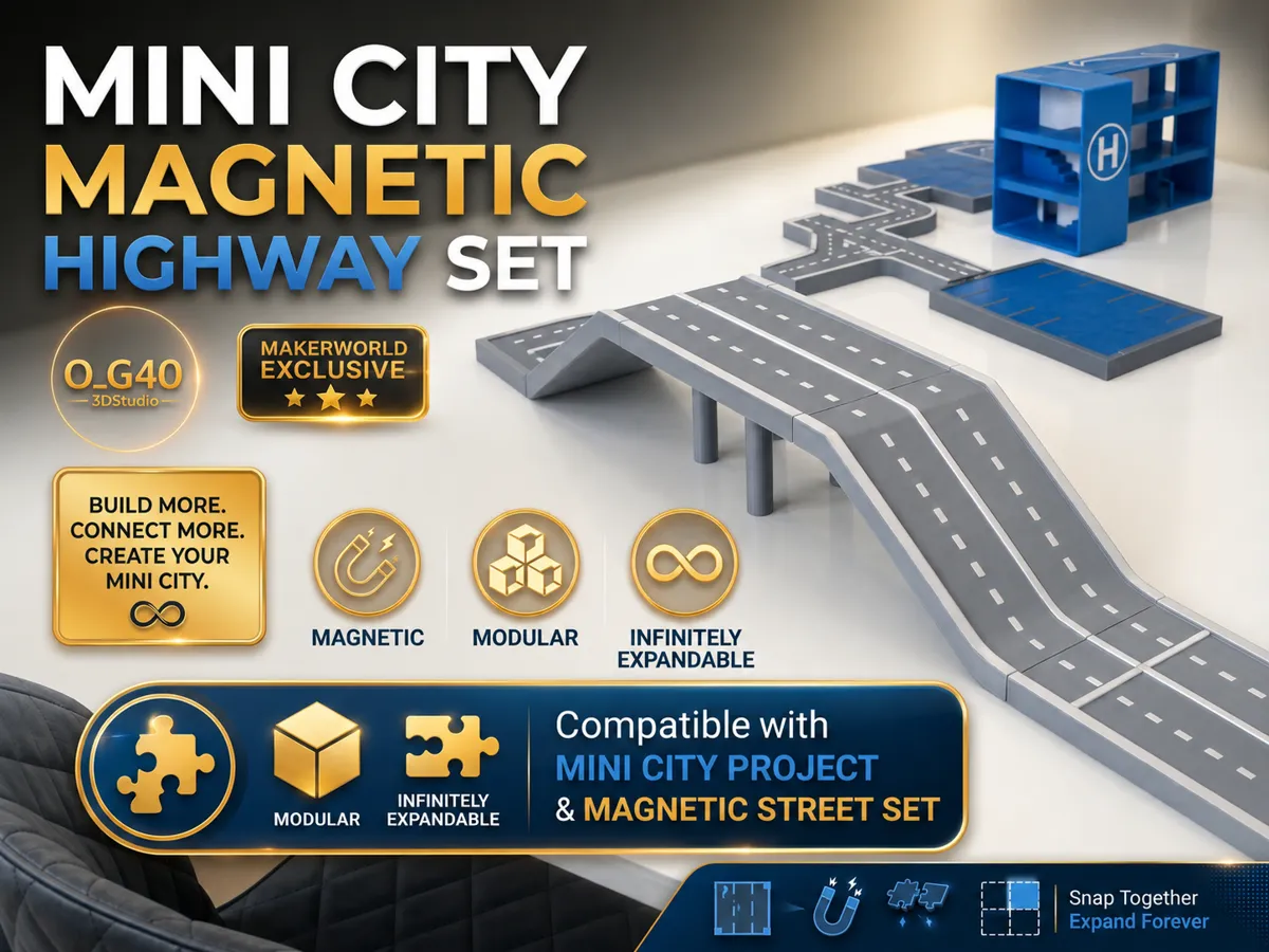 Magnetic Highway & Bridge System for MiniCity AMS - Free 3D Print Model ...