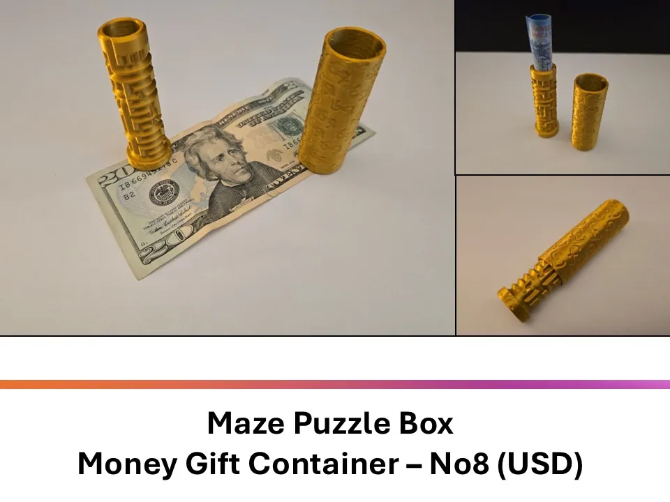 Maze Puzzle Box Money Gift Container – No8 (USD) - Free 3D Print Model ...