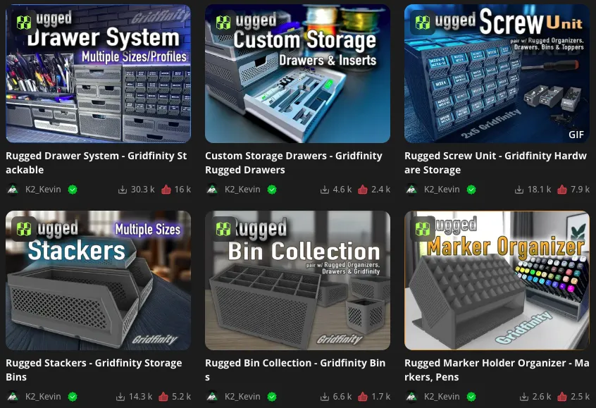 Rugged Drawer System - Gridfinity Stackable - Free 3D Print Model ...