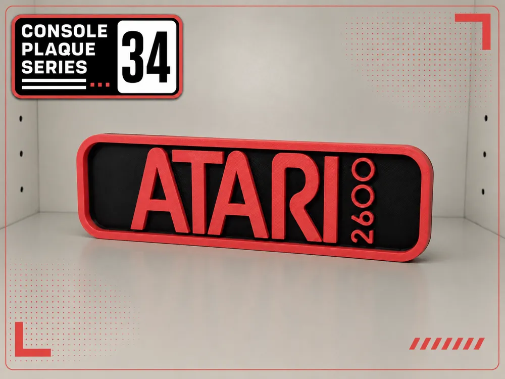 Console Logo Plaque - Atari 2600 - Free 3D Print Model - MakerWorld