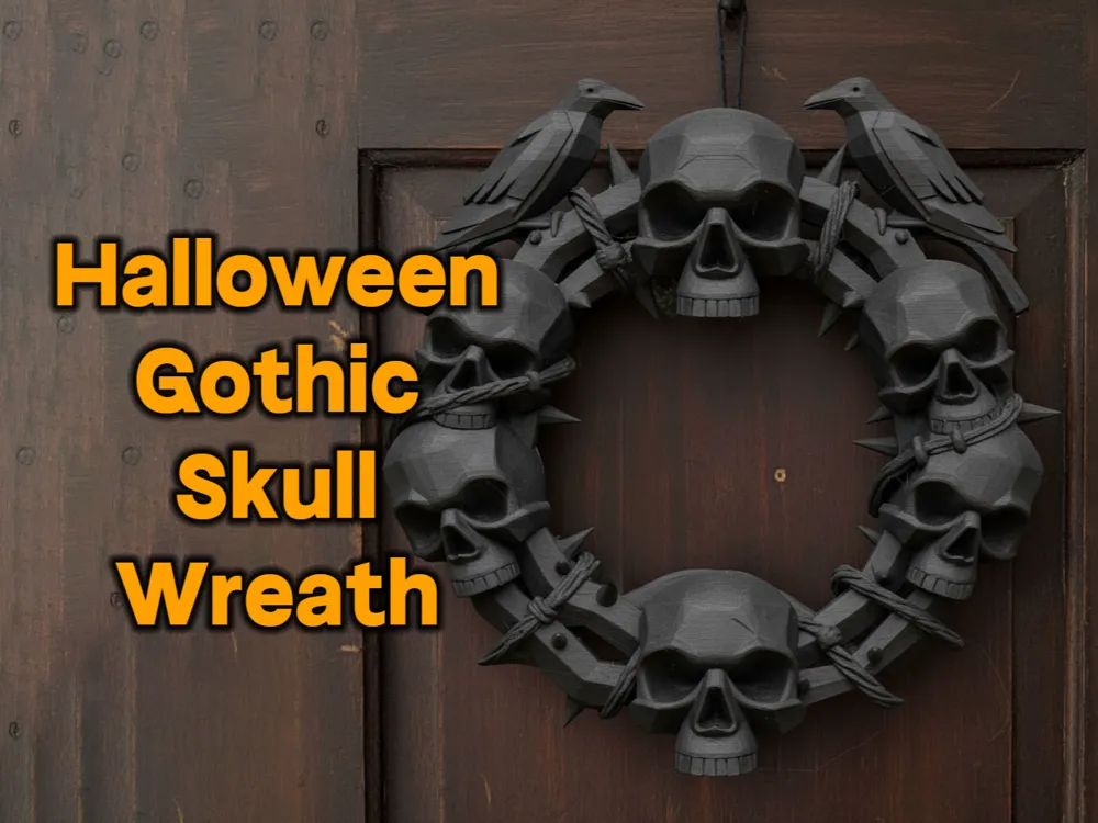 Halloween Gothic Skull Wreath – Dark decor - Free 3D Print Model ...