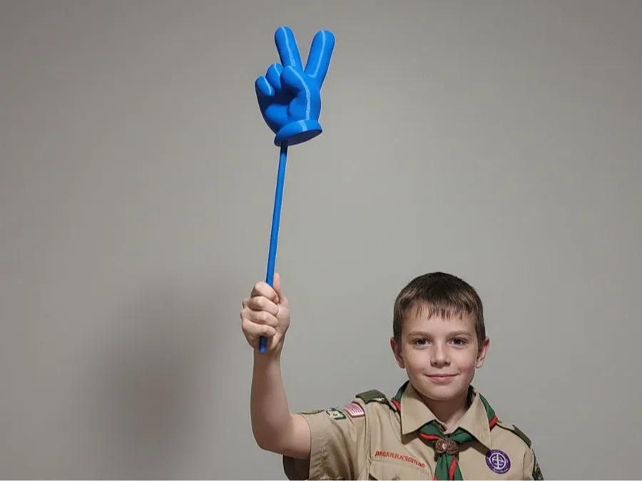 Giant Peace Sign Hand on Handle - Free 3D Print Model - MakerWorld