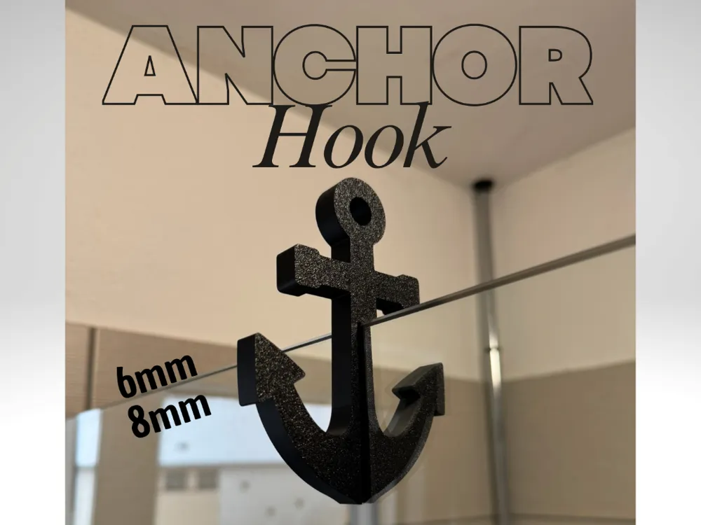 Anchor Shower Hook 6/8mm Glass - Free 3D Print Model - MakerWorld