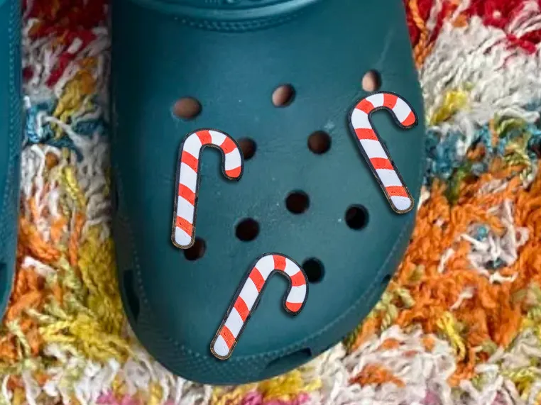 Candy Cane Croc Shoe Charm (Jibbitz) by sidbarret007 - MakerWorld