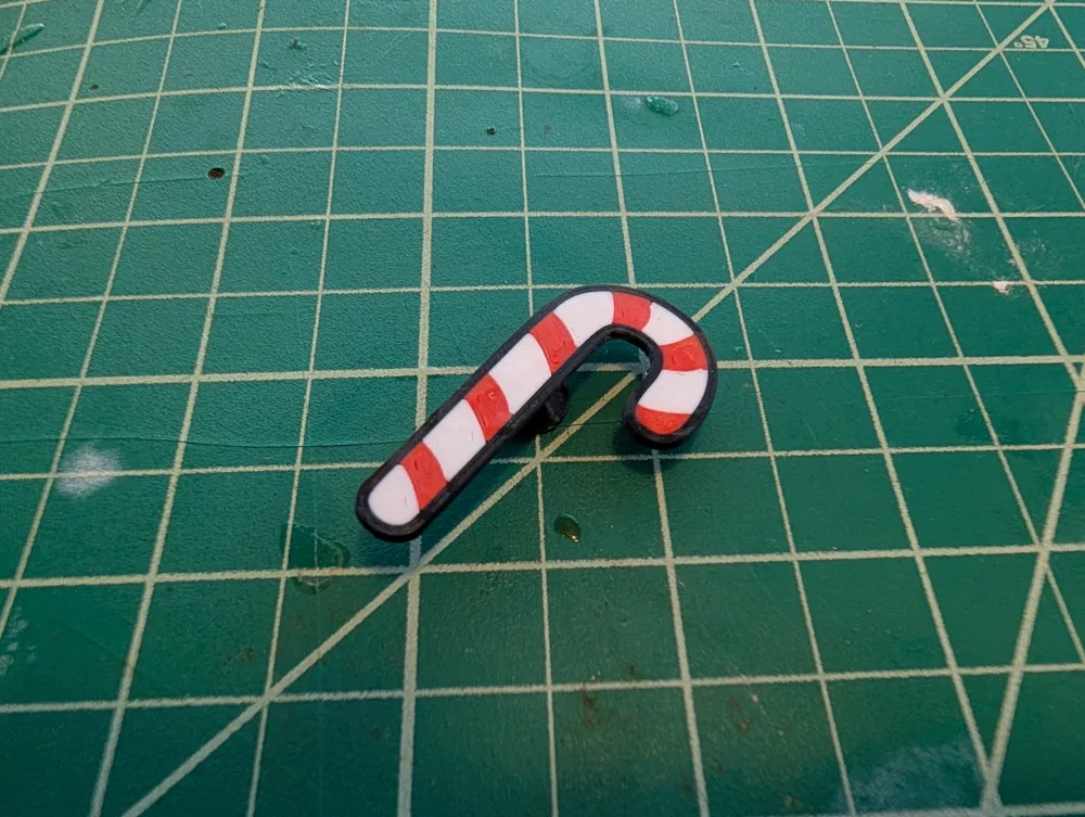 Candy Cane Croc Shoe Charm (Jibbitz) by sidbarret007 - MakerWorld