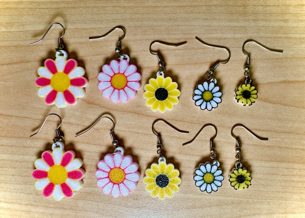 Flower Earrings by Printcess Jacqueline 3D Designs MakerWorld: Download Free 3D Models