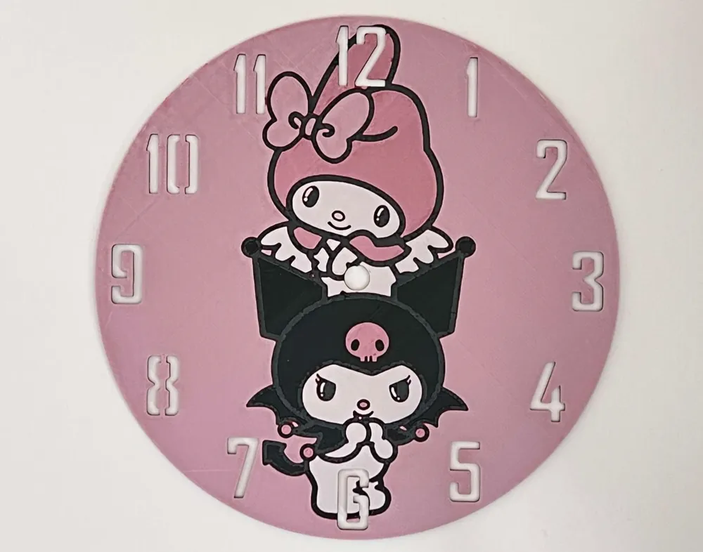 Customizable Clock - Sanrio, My Melody and Kuromi - Free 3D Print Model ...