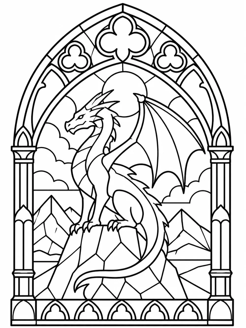Gothic Dragon Stained Glass Resin Outline - Free 3D Print Model ...
