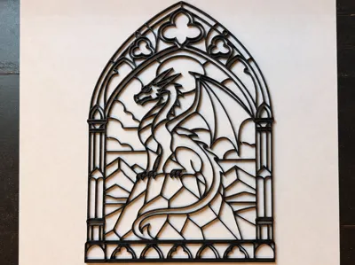 Gothic Dragon Stained Glass Resin Outline - Free 3D Print Model ...