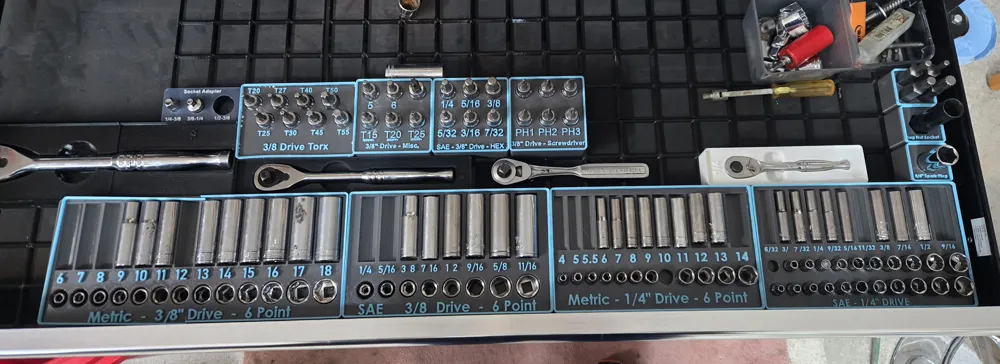 Gridfinity Torx 3/8 Drive Husky Socket Tray - Free 3D Print Model ...