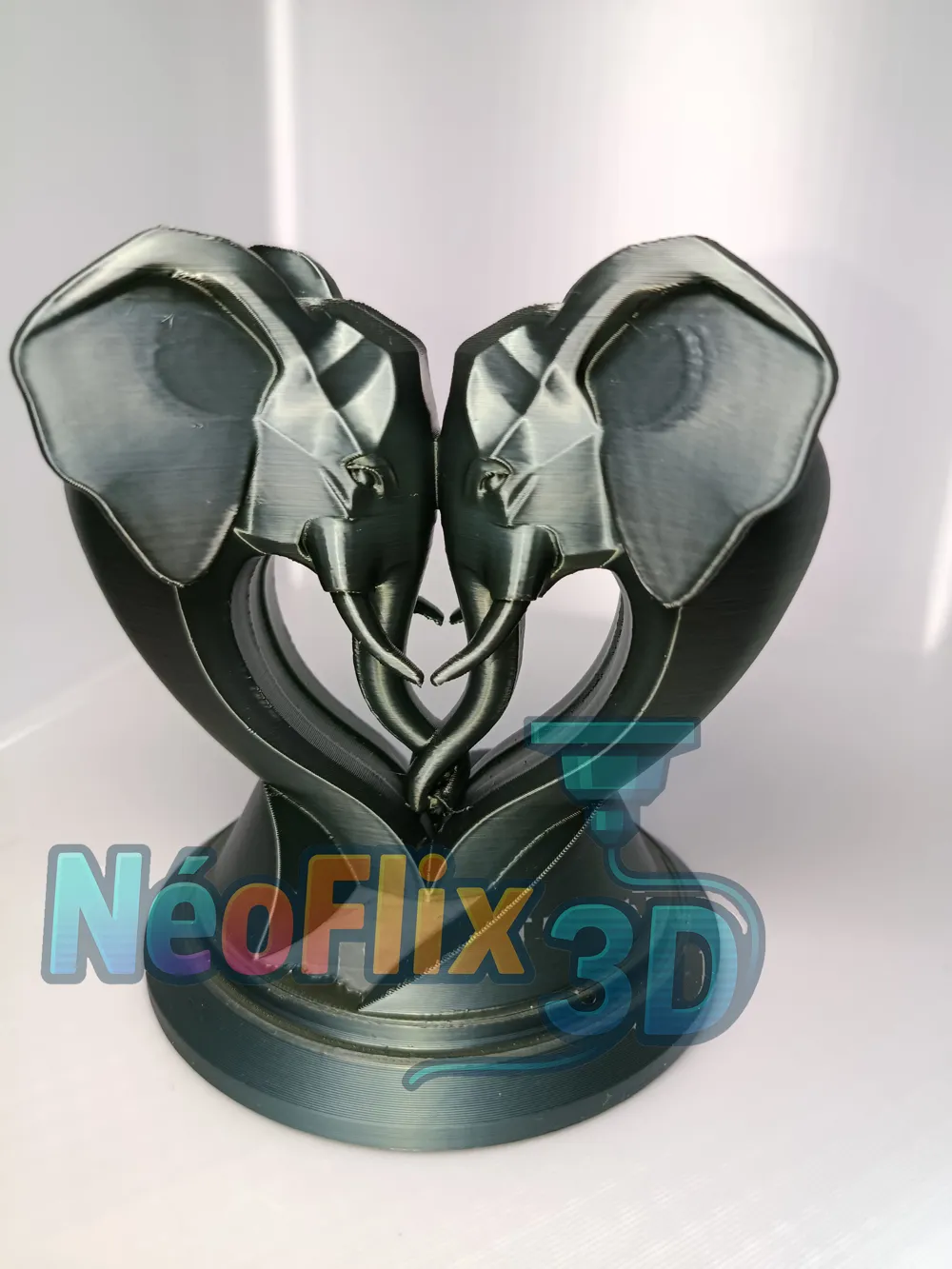Elephants in Love – 3D Heart Sculpture - Free 3D Print Model - MakerWorld
