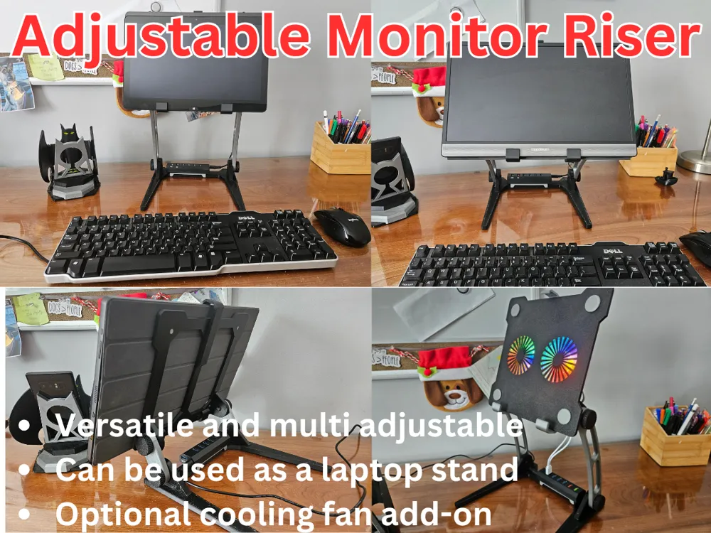 ADJUSTABLE MONITOR RISER - Free 3D Print Model - MakerWorld