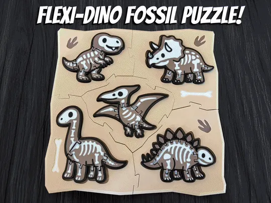Flexi-Dino Safari Fossil Puzzle - Free 3D Print Model - MakerWorld
