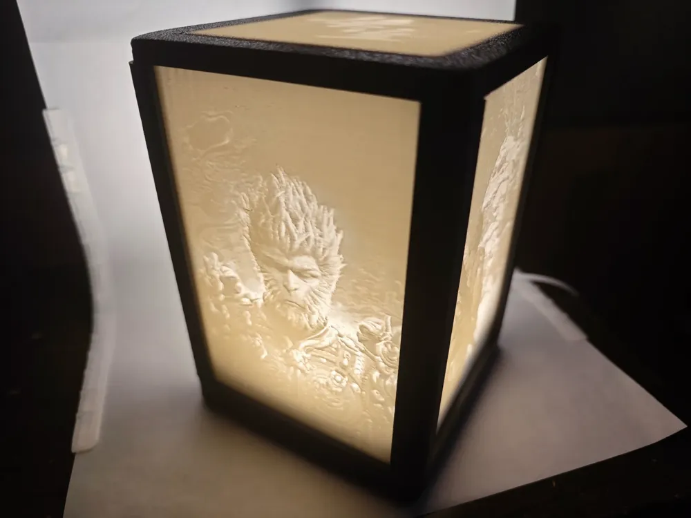 Black Myth Wukong lithophane light box (Bambu Lab LED Night Light 001 ...