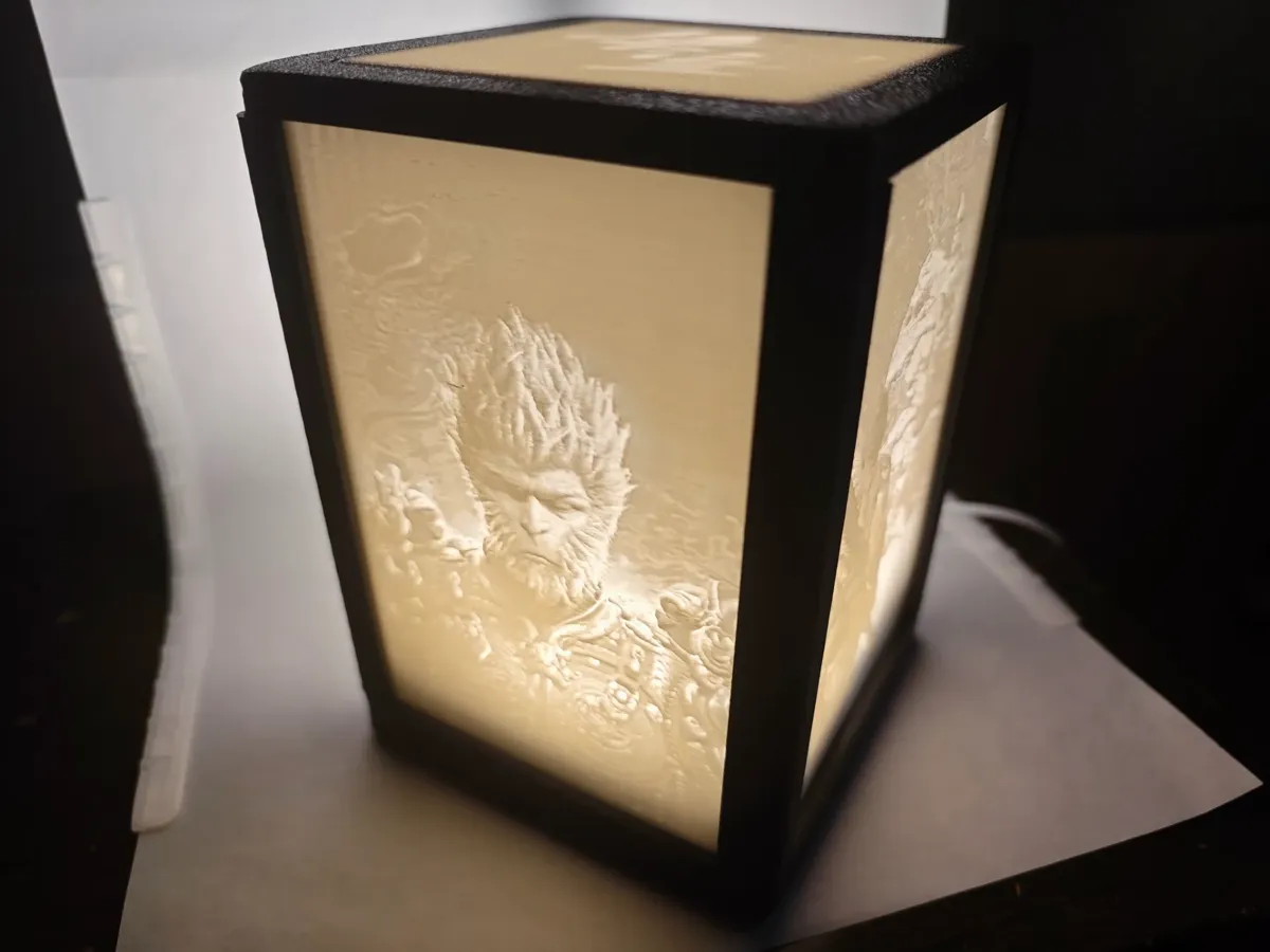 Black Myth Wukong lithophane light box (Bambu Lab LED Night Light 001 ...