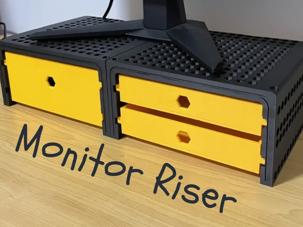 Modular monitor riser with draws! - Free 3D Print Model - MakerWorld