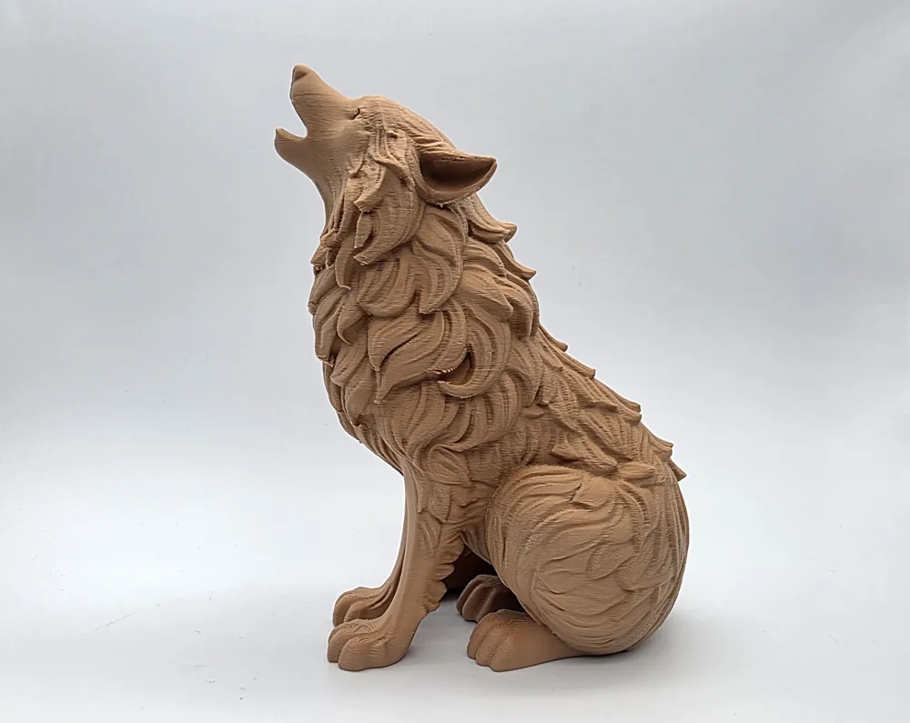 Wood Carved Howling Wolf - Free 3D Print Model - MakerWorld