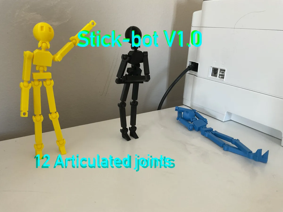 Stick-Bot V1.0 | 12 Articulated Joints | Remixable - Free 3D Print ...