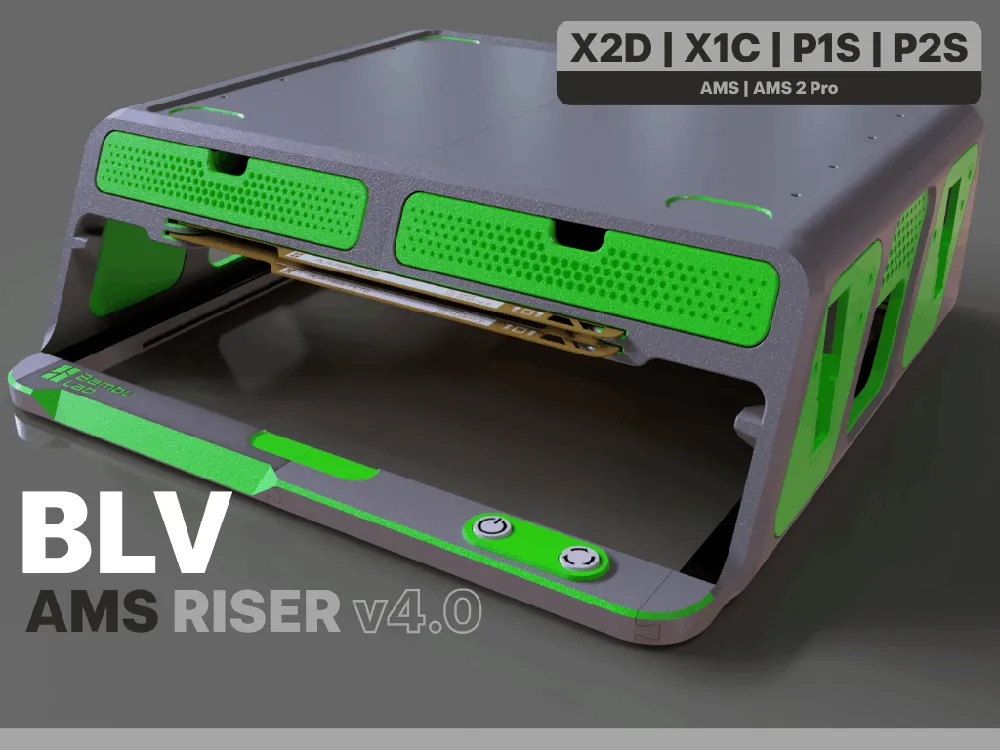 BLV - AMS / AMS 2 Riser P2S / X2D / X1C / P1S v4 - Free 3D Print Model ...