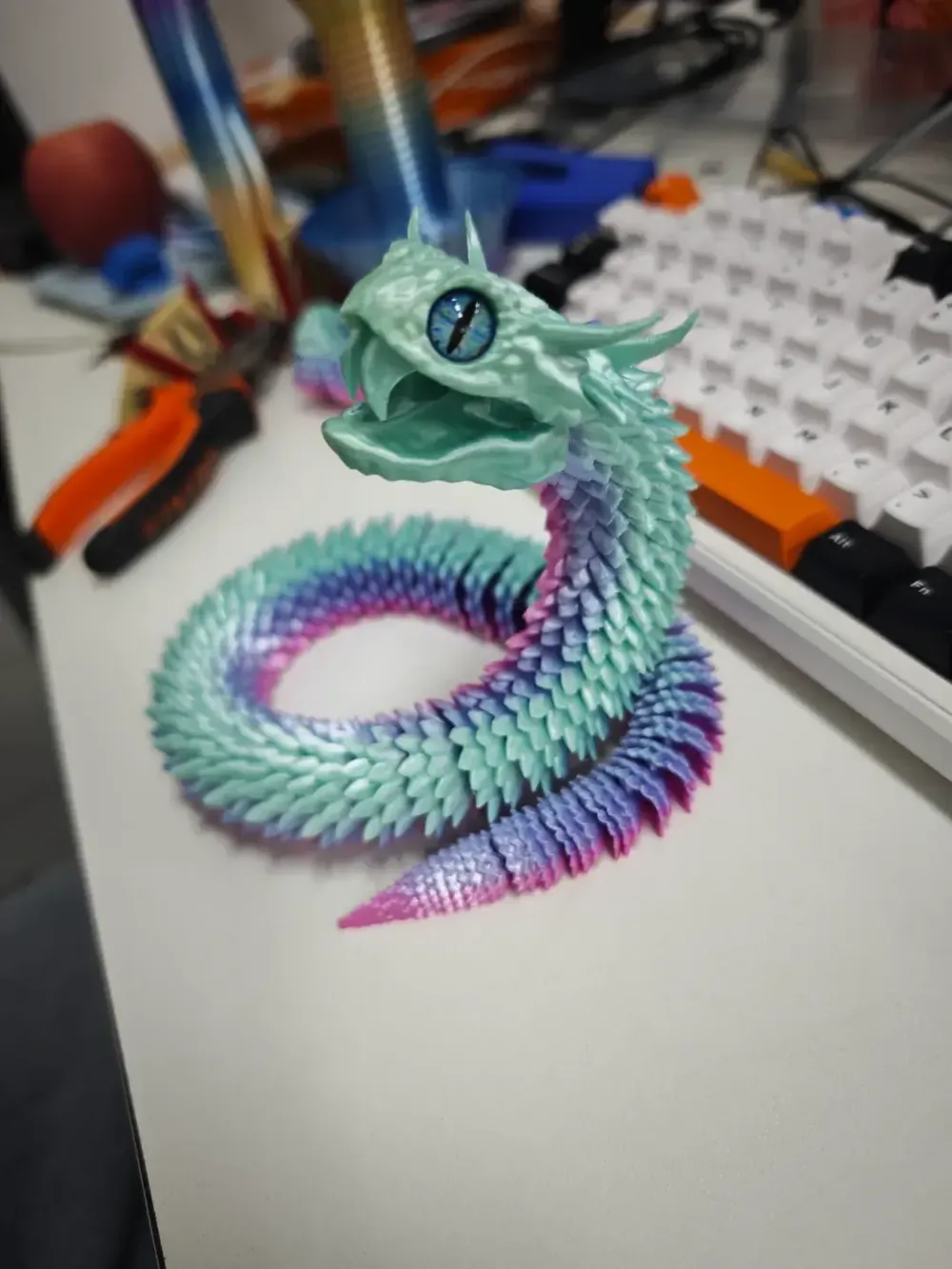 Fanged Mystical Serpent—Print-in-Place, articulated, rotating head ...