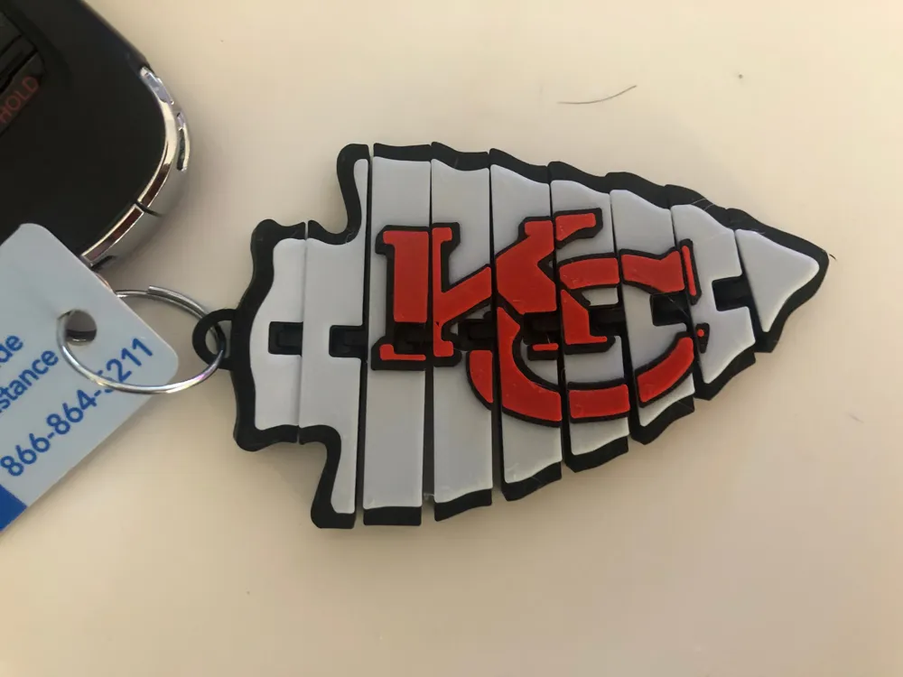 Articulating Kansas City Chiefs Arrowhead Keychain by The3DSportsBeard ...