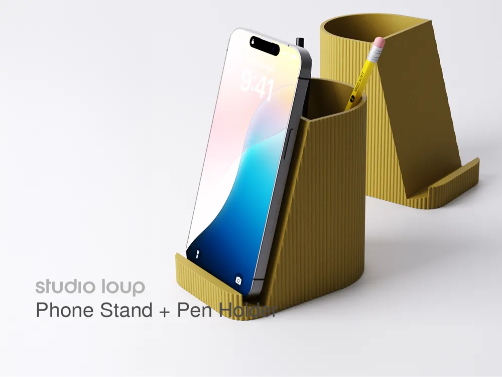 Phone Stand + Pen Holder by StudioLoup MakerWorld: Download Free 3D Models