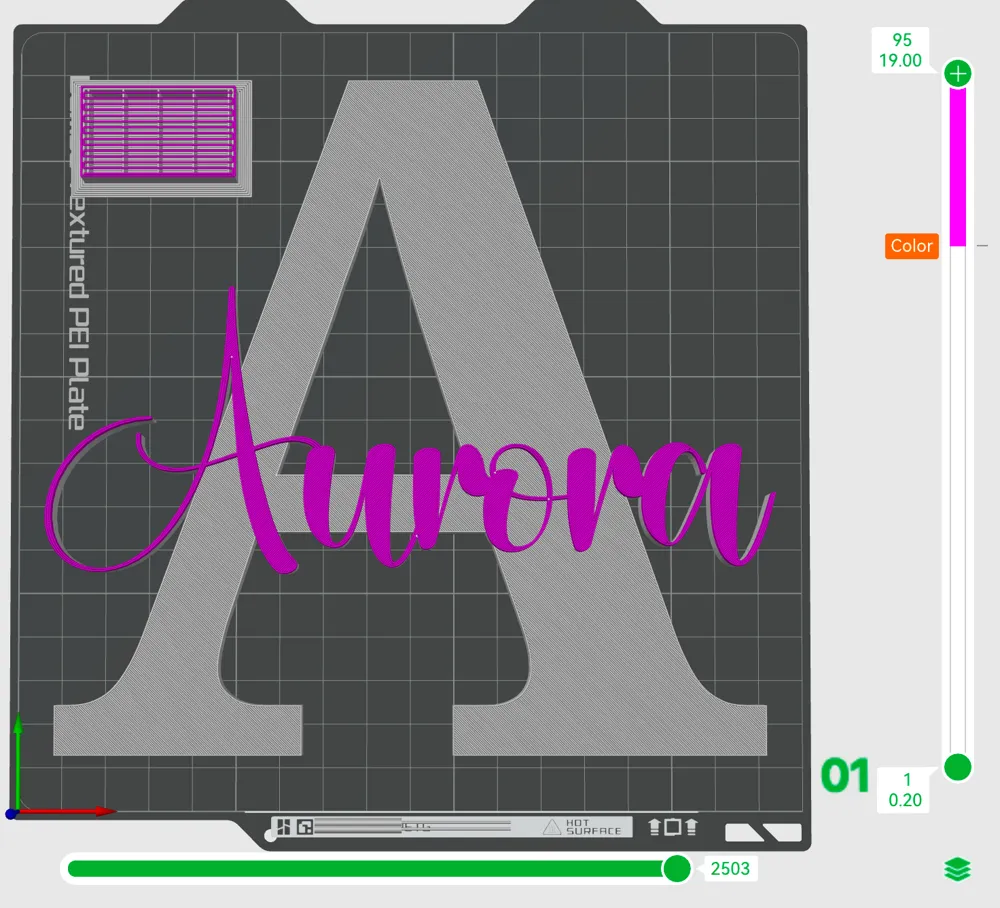 AURORA name ornament nameplate initial names by meetoo333 MakerWorld ...