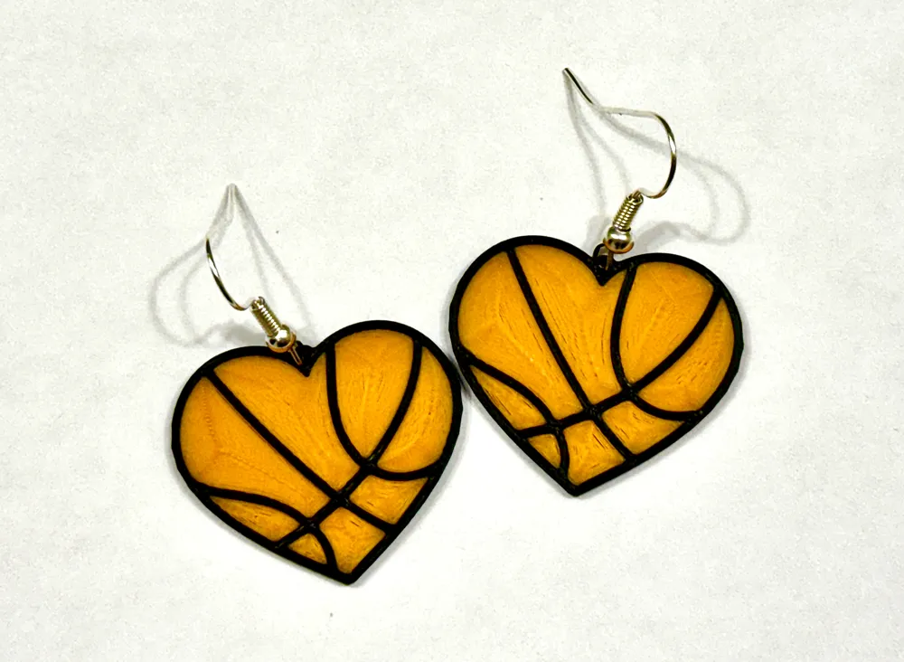 Heart Sports Ball Earrings - Free 3D Print Model - MakerWorld