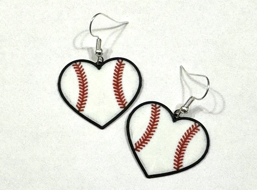 Heart Sports Ball Earrings - Free 3D Print Model - MakerWorld