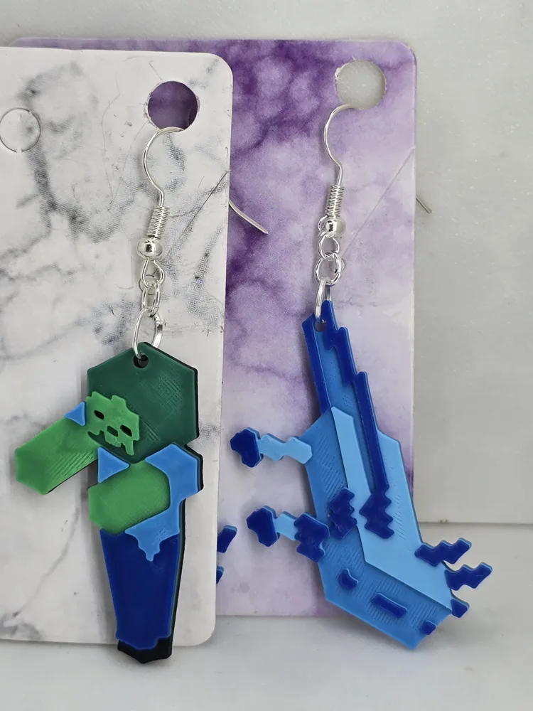 Minecraft Earrings by dohara1985 MakerWorld: Download Free 3D Models