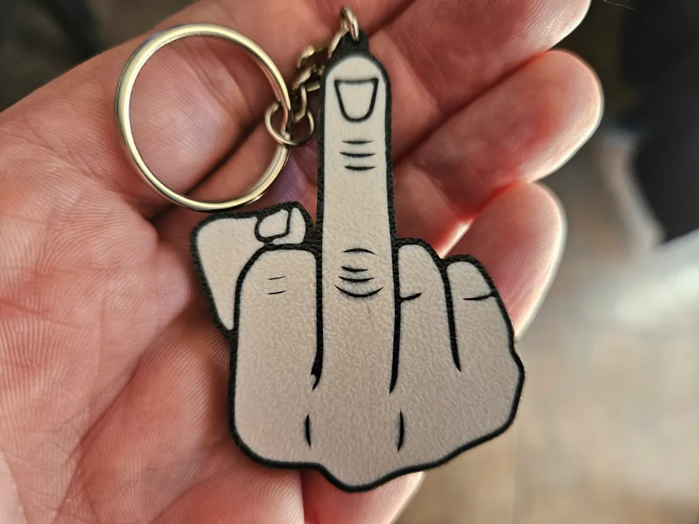 Middle Finger Keychain - 2 Sizes by Derek MakerWorld: Download Free 3D ...