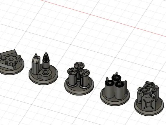 Board Game Tokens (Fallout Materials) - Free 3D Print Model - MakerWorld