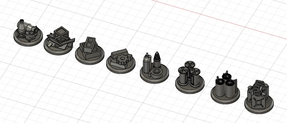 Board Game Tokens (Fallout Materials) - Free 3D Print Model - MakerWorld