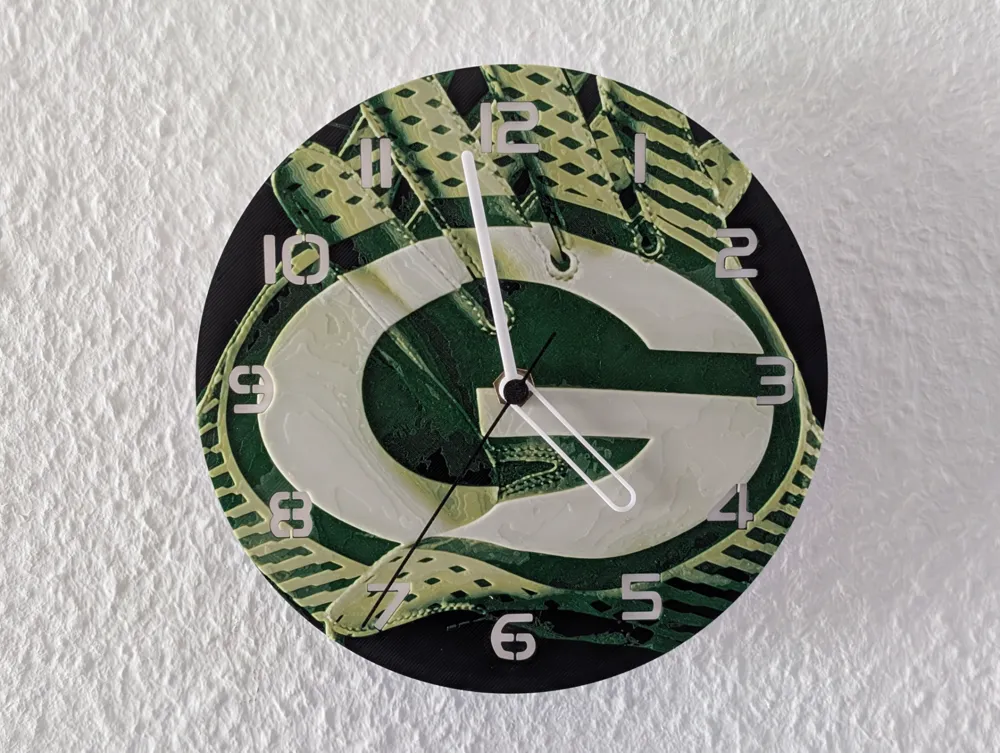 wall / desk clock Green Bay Packers Logo - Free 3D Print Model - MakerWorld