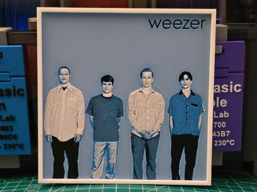 Weezer "Blue Album" - Hueforge Art - Free 3D Print Model - MakerWorld